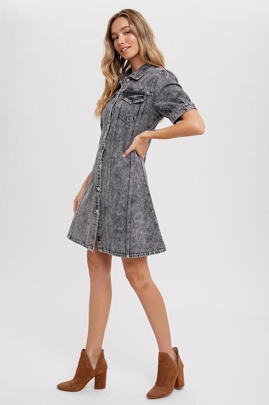 ACID WASH DENIM DRESS | Phileo Style